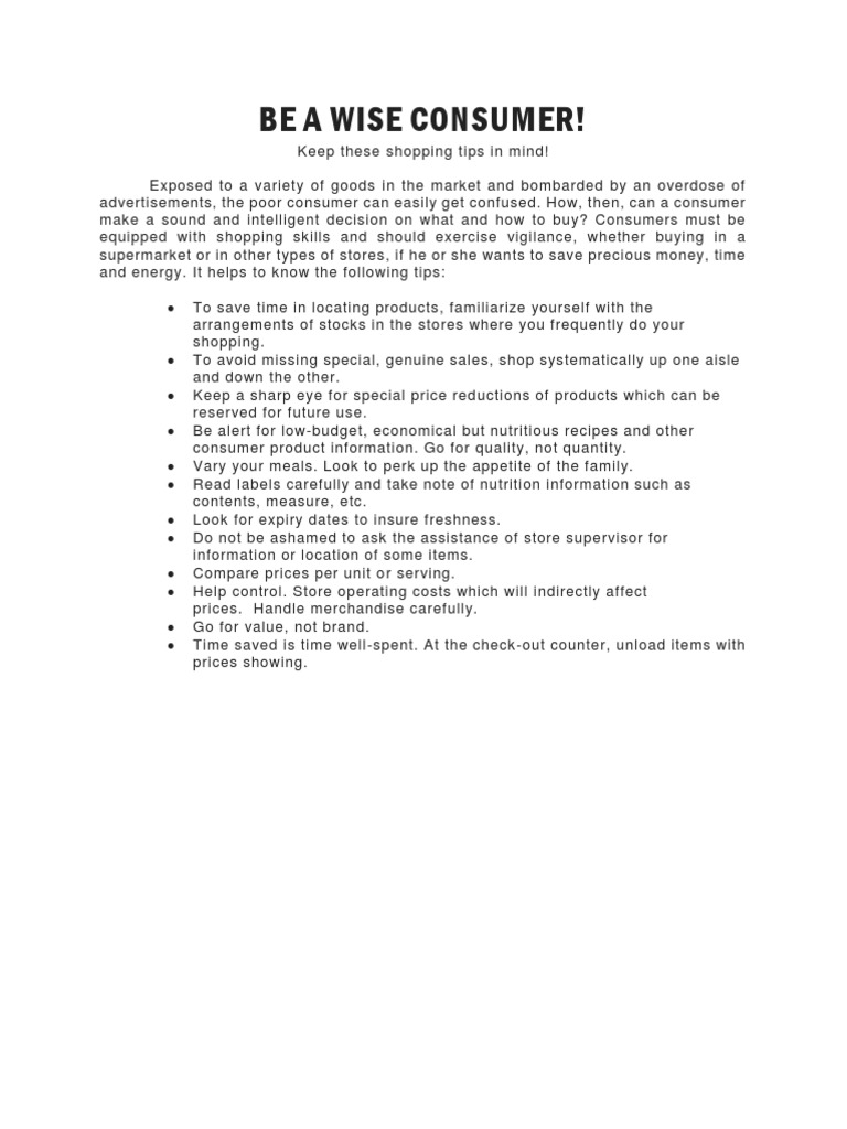 Essential Shopping Tips for Consumers | PDF | Lifestyle