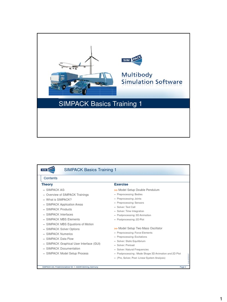 SIMPACK Basics Training 1 | PDF | Force | Mechanical Engineering