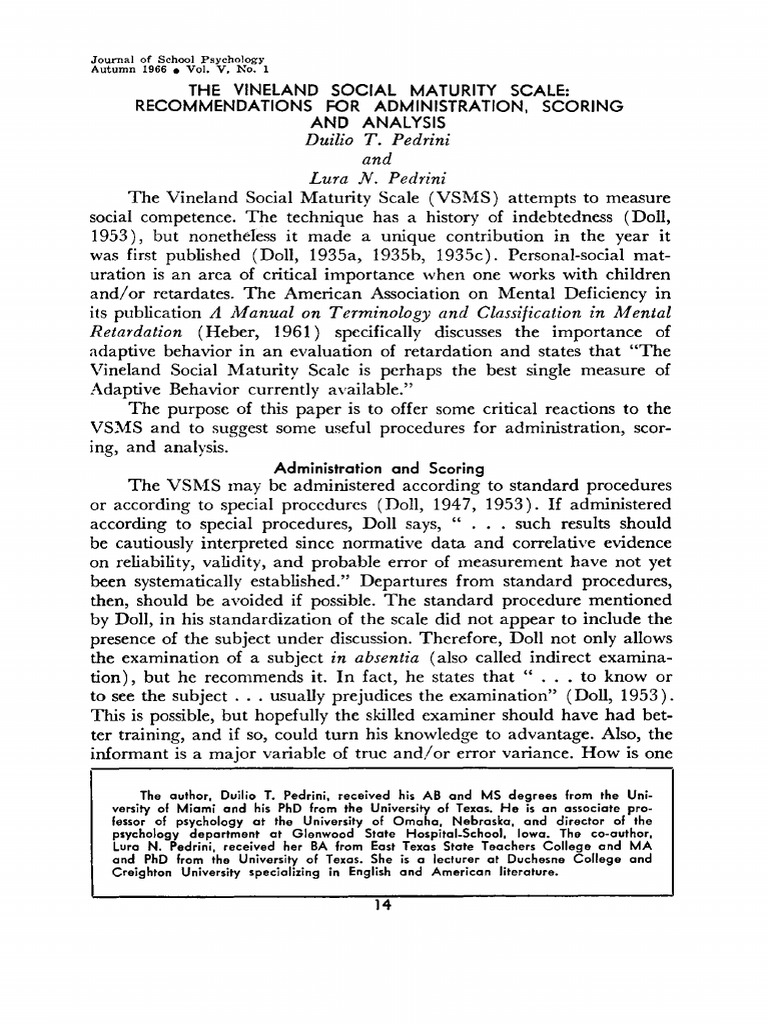VSMS Administration and Scoring Guide | PDF | Validity (Statistics ...