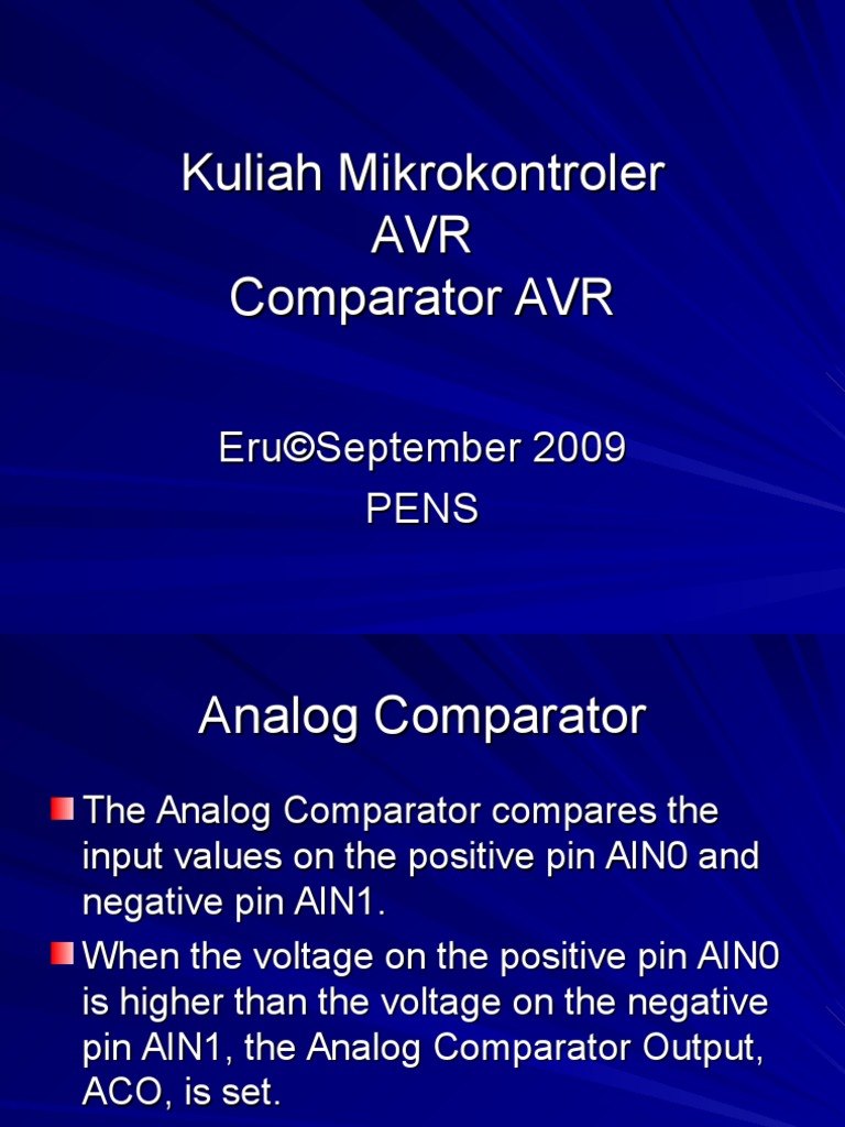 Kuliah Mikrokontroler Avr Comparator Avr Pdf Analog To Digital