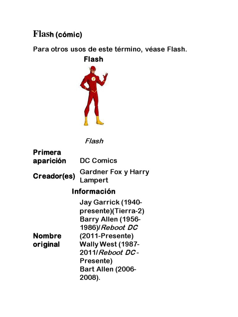 Historia y Evolución de Flash en Cómics | PDF | DC comics | Personajes ...