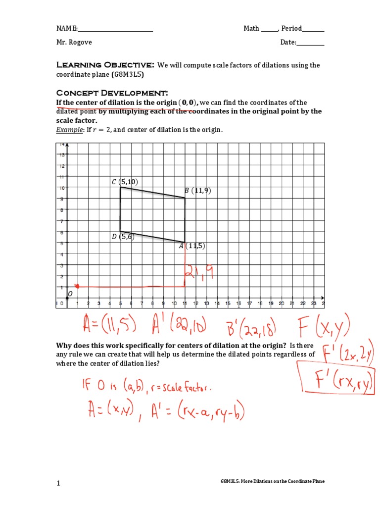 Dilations on the Coordinate Plane | PDF | Euclidean Plane Geometry ...