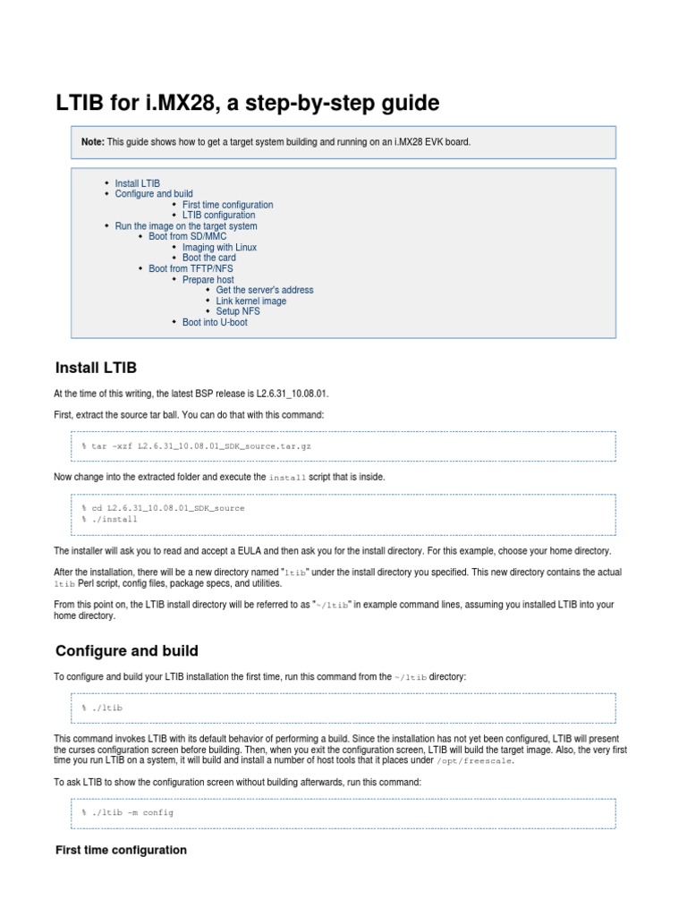 LTIB For I.mx28 A Step-By-step Guide | PDF | Booting | Command Line ...