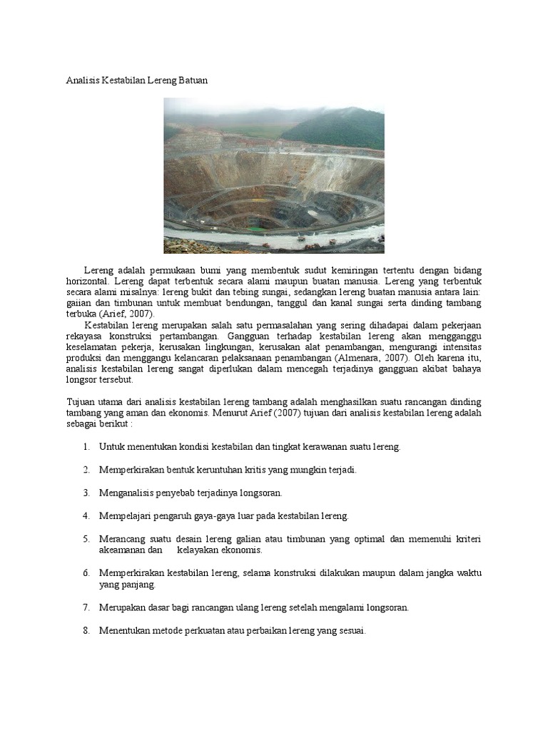 Analisis Kestabilan Lereng Batuan | PDF
