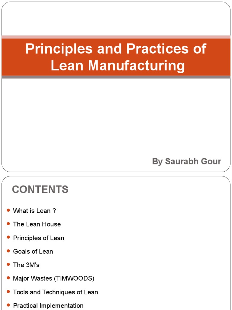 Principles & Practices of Lean Manufacturing | Lean Manufacturing ...
