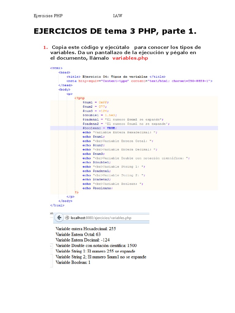 Ejercicios de PHP | Descargar gratis PDF | Estructura de datos de matriz | Php