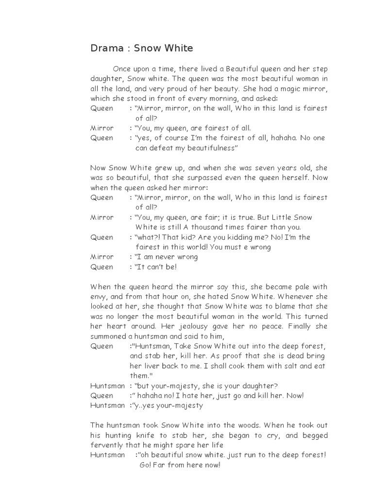 Snow White: A Dramatic Analysis | PDF | Snow White