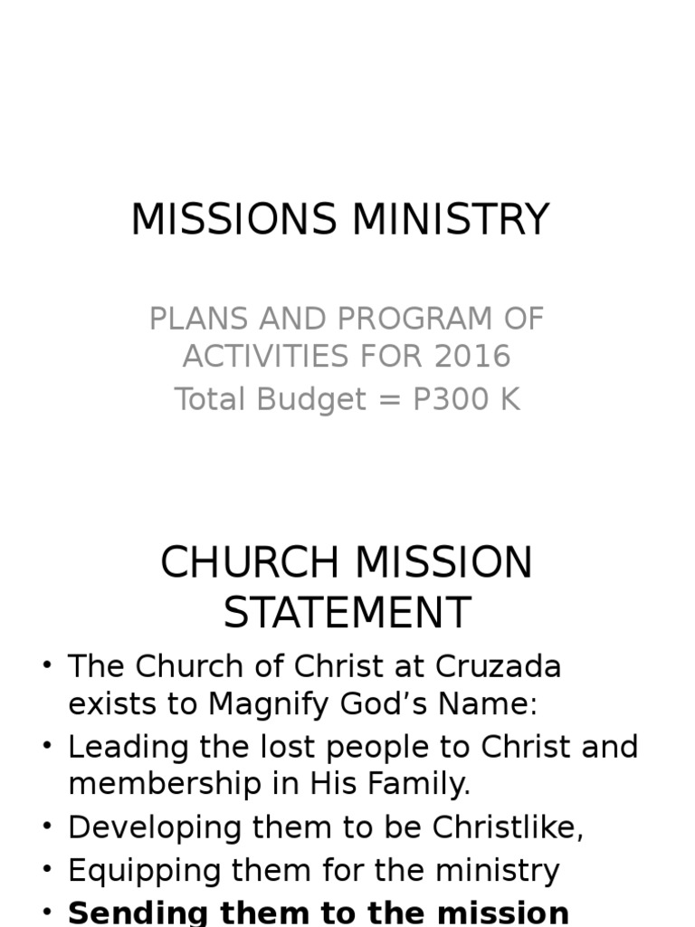 Missions Ministry | PDF | Christian Mission | Churches Of Christ