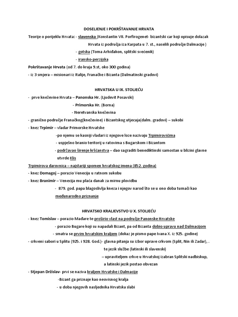 Hrvatska U Ranom Srednjem Vijeku, Skripta | PDF