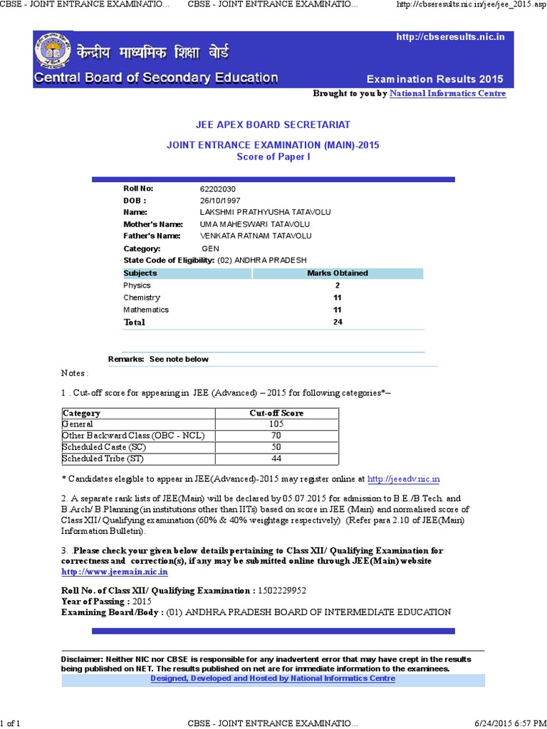 Cbse - Jee (Main) - 2015 PDF | PDF | Technology & Engineering