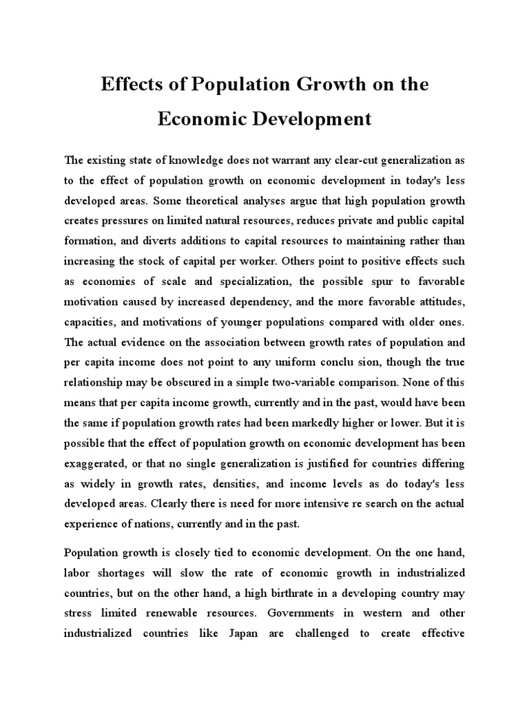 Population Growth's Economic Impact | PDF | Economic Growth | Economic ...