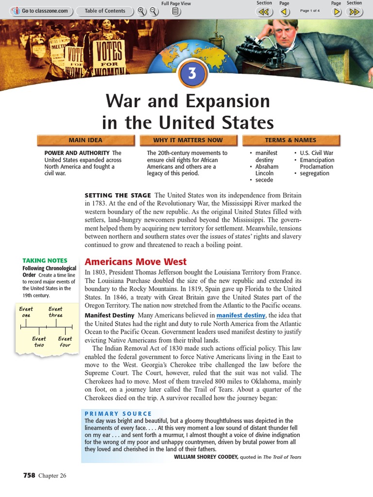 CH 26 Sec 3 - War and Expansion in The United States | PDF | Slavery In ...