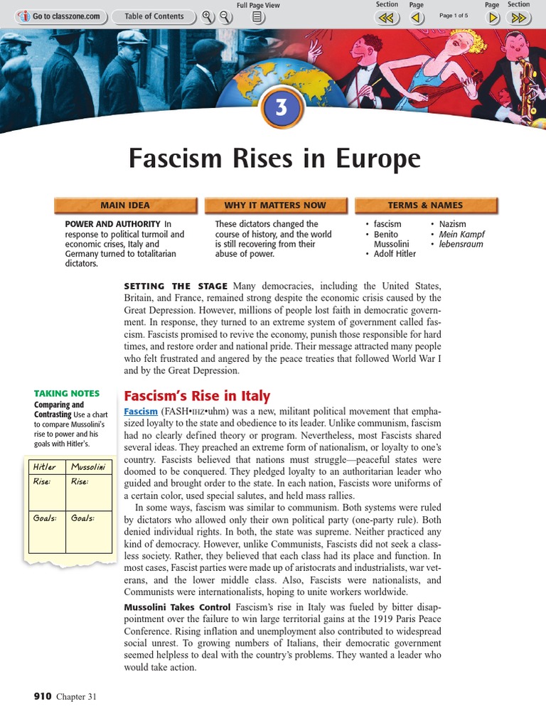CH 31 Sec 3 - Fascism Rises in Europe PDF | PDF | Fascism | Nazi Germany