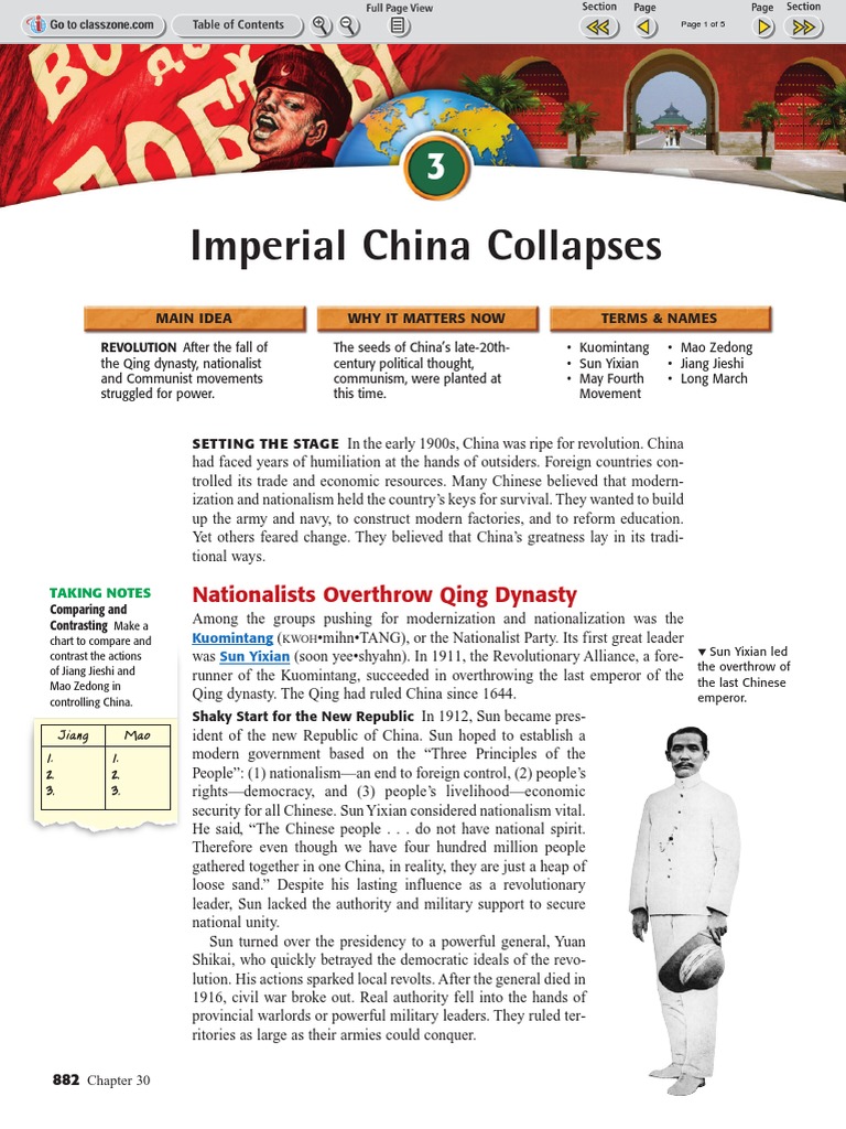 CH 30 Sec 3 - Imperial China Collapses PDF | PDF | Mao Zedong | Kuomintang