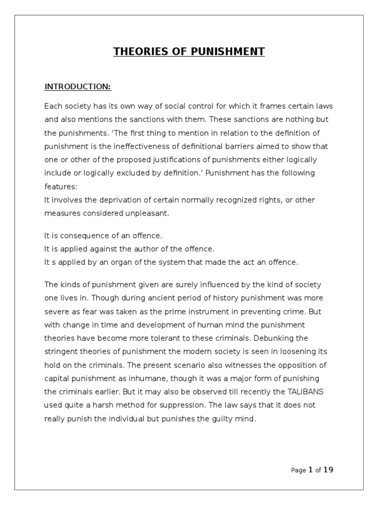 Theories Of Punishment Pdf Deterrence Legal Punishments