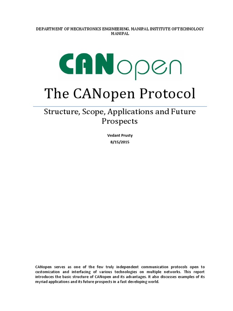 Overview of the CANopen Protocol | PDF | Digital Technology ...