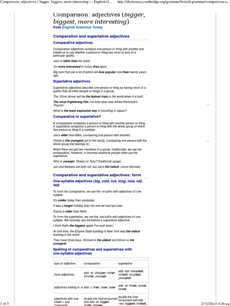 Comparison Adjectives ( Bigger, Biggest, More Interesting ) - English ...