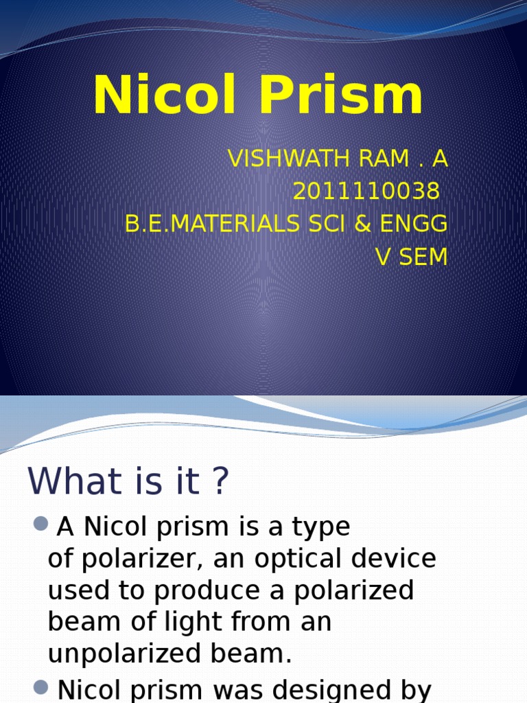 Nicol Prism | PDF | Prism | Refractive Index