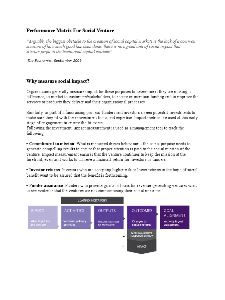 Performance Matrix For Social Venture | PDF | Venture Capital ...