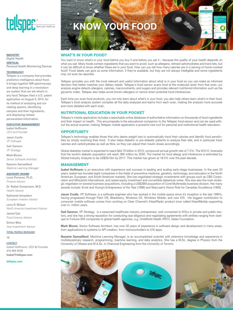 Tellspec Executive Summary 09-30-2015 3 | PDF | Nutrition Facts Label ...