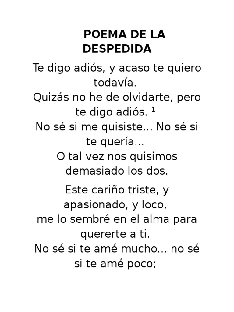 Poema de La Despedida | PDF | Significado de la vida | Metafísica de la ...