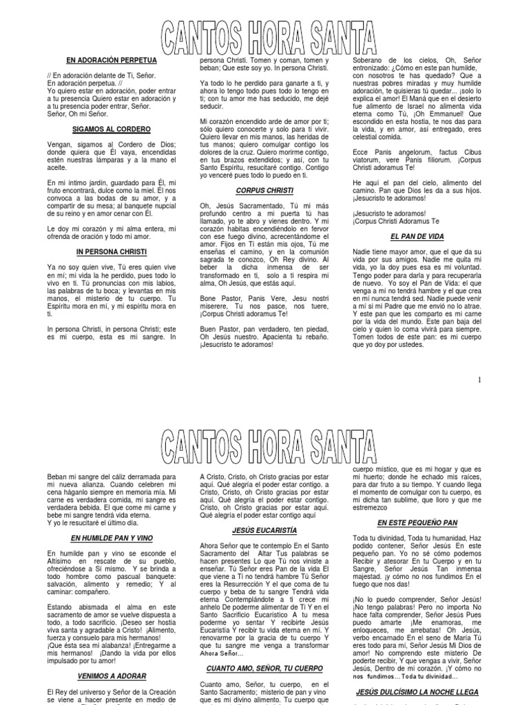 CANTOS Hora Santa | PDF | eucaristía | Cristo (título)