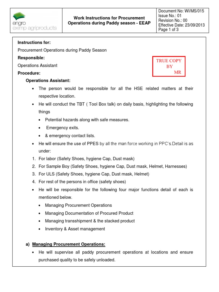 WI Procurement Operations During Paddy Season - EEAP | PDF | Wellness | Medical