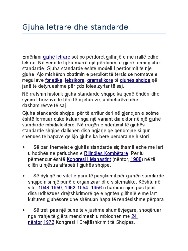 Gjuha Letrare Dhe Standarde | PDF