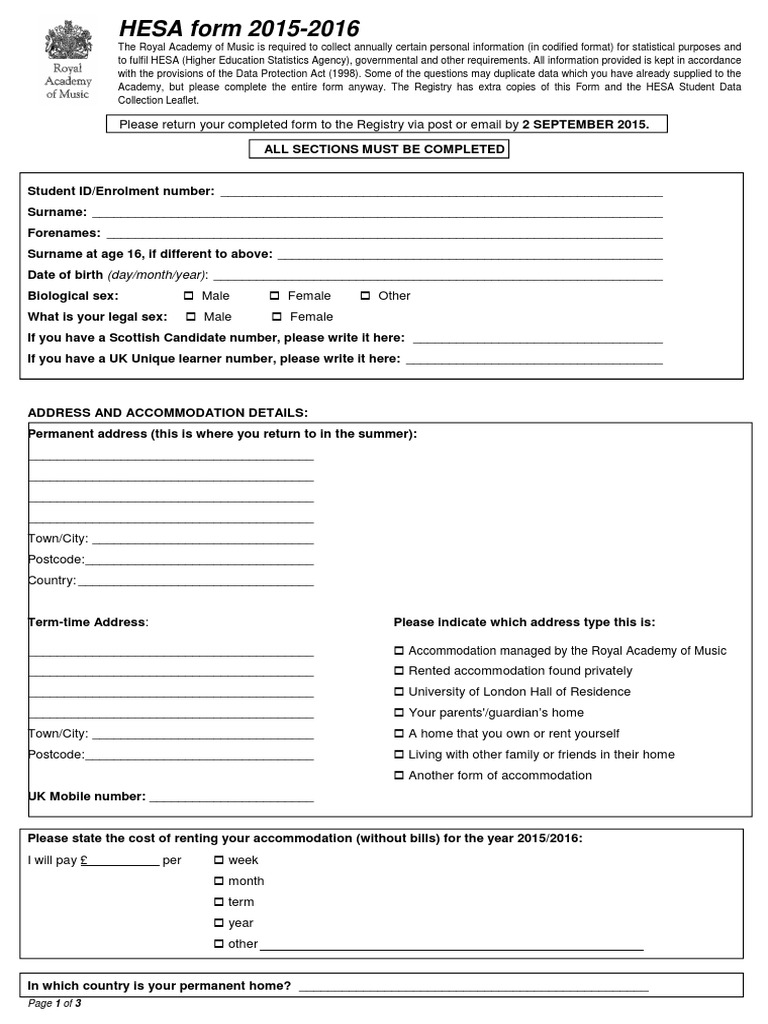 Hesa Form | PDF | Disability | Visual Impairment