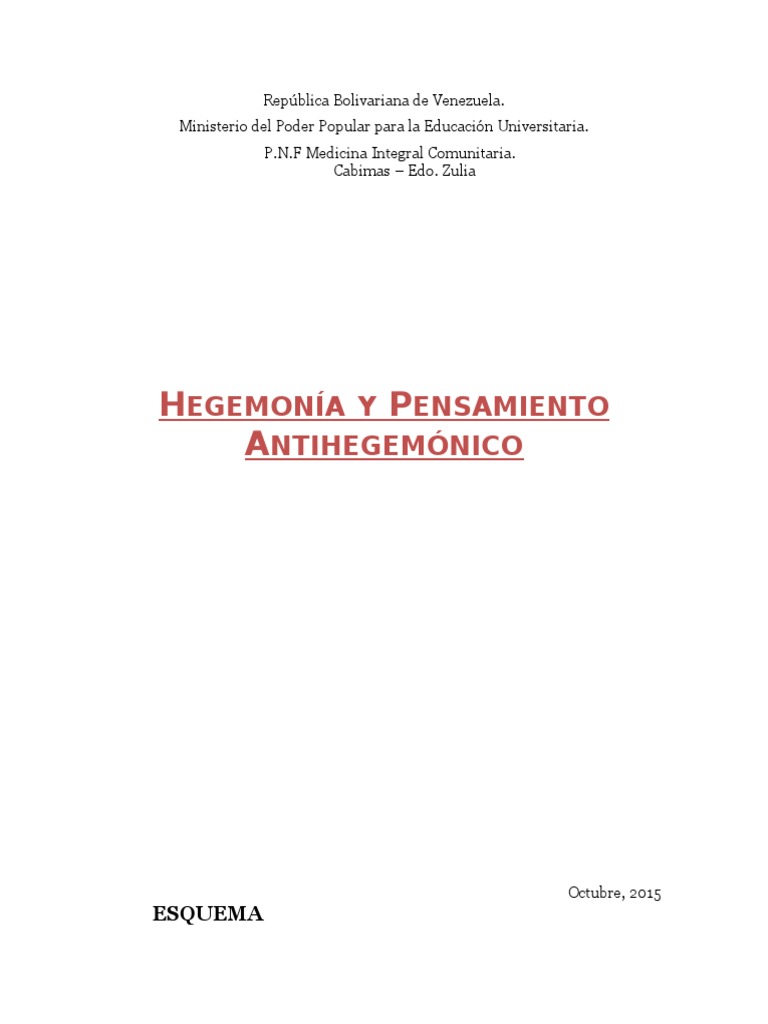 Hegemonia y Pensamiento Hegemonico | PDF | Poder suave | Teoría de ...