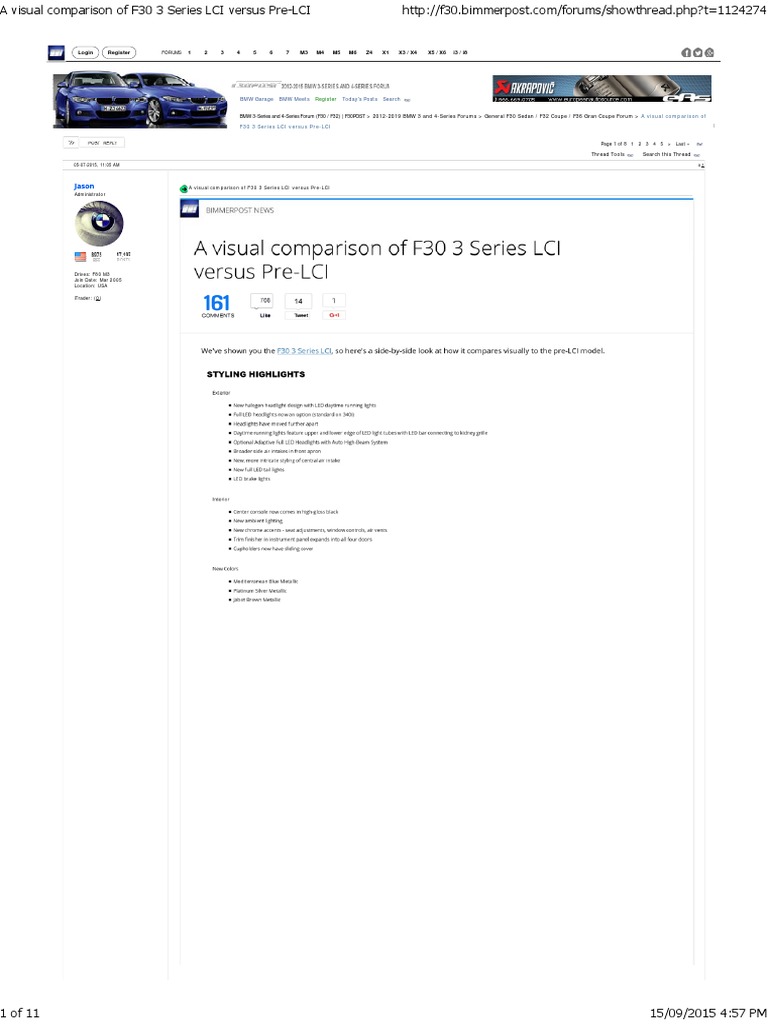 Visual Comparison of F30 3 Series LCI Versus Pre-LCI | PDF | Motor ...