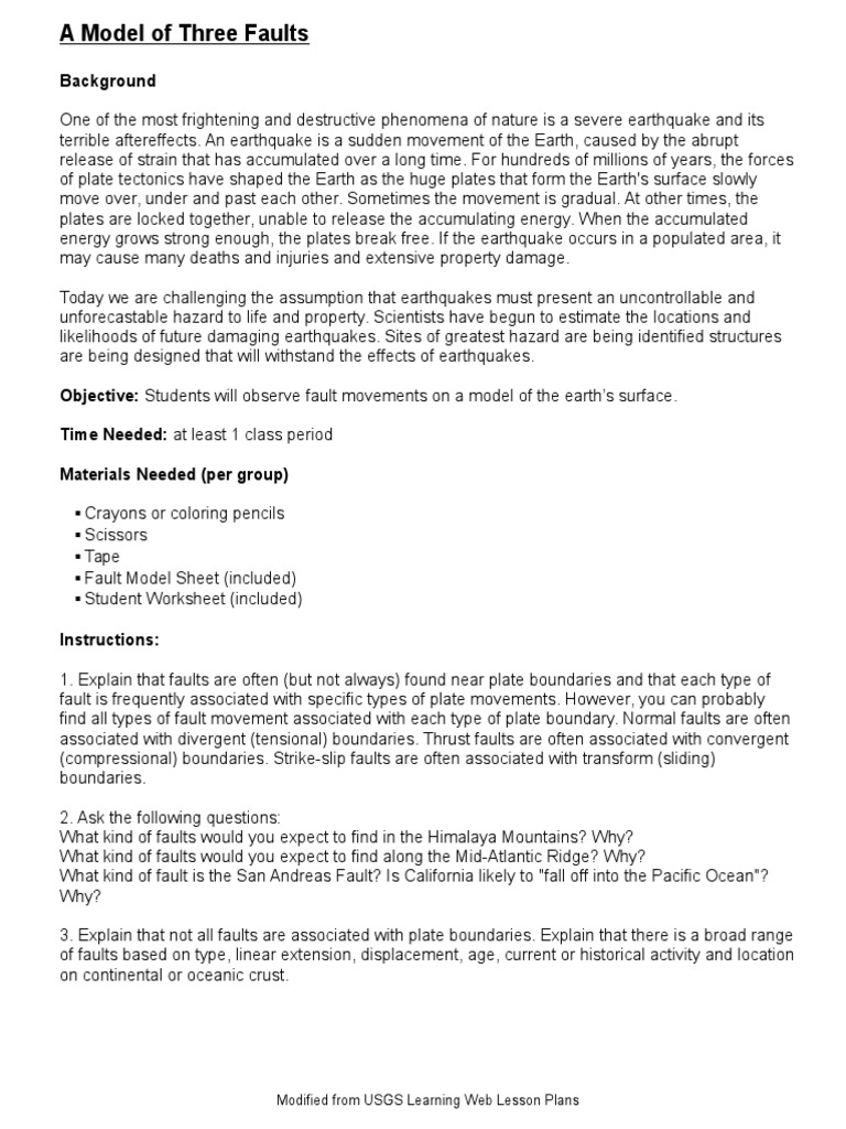 A Model of Three Faults Activity | Download Free PDF | Earthquakes ...