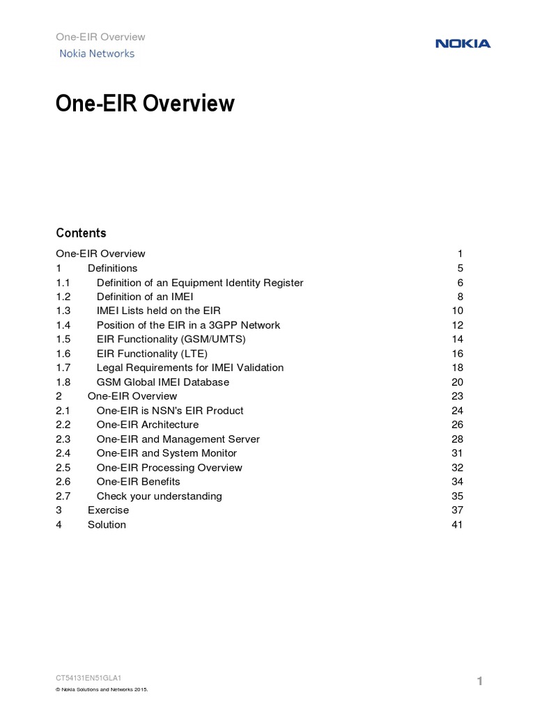 01 CT54131EN51GLA1 One-EIR Product Overview | PDF | Mobile Technology | Telecommunications Standards