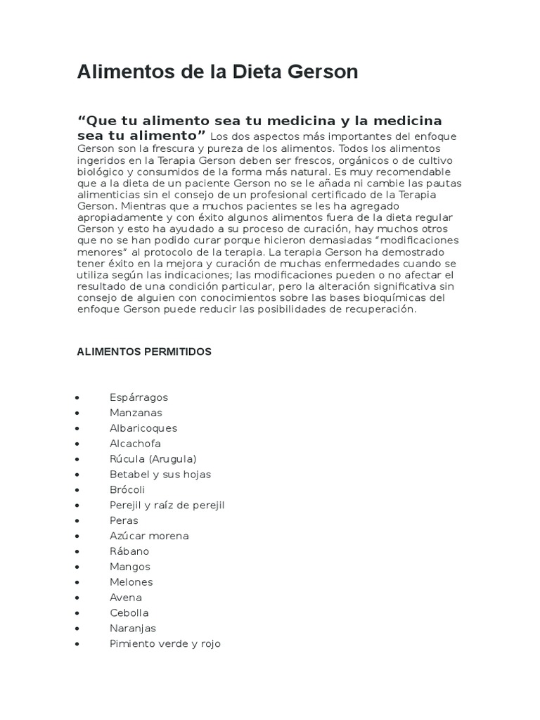Alimentos de La Dieta Gerson | PDF | Leche | Alimentos