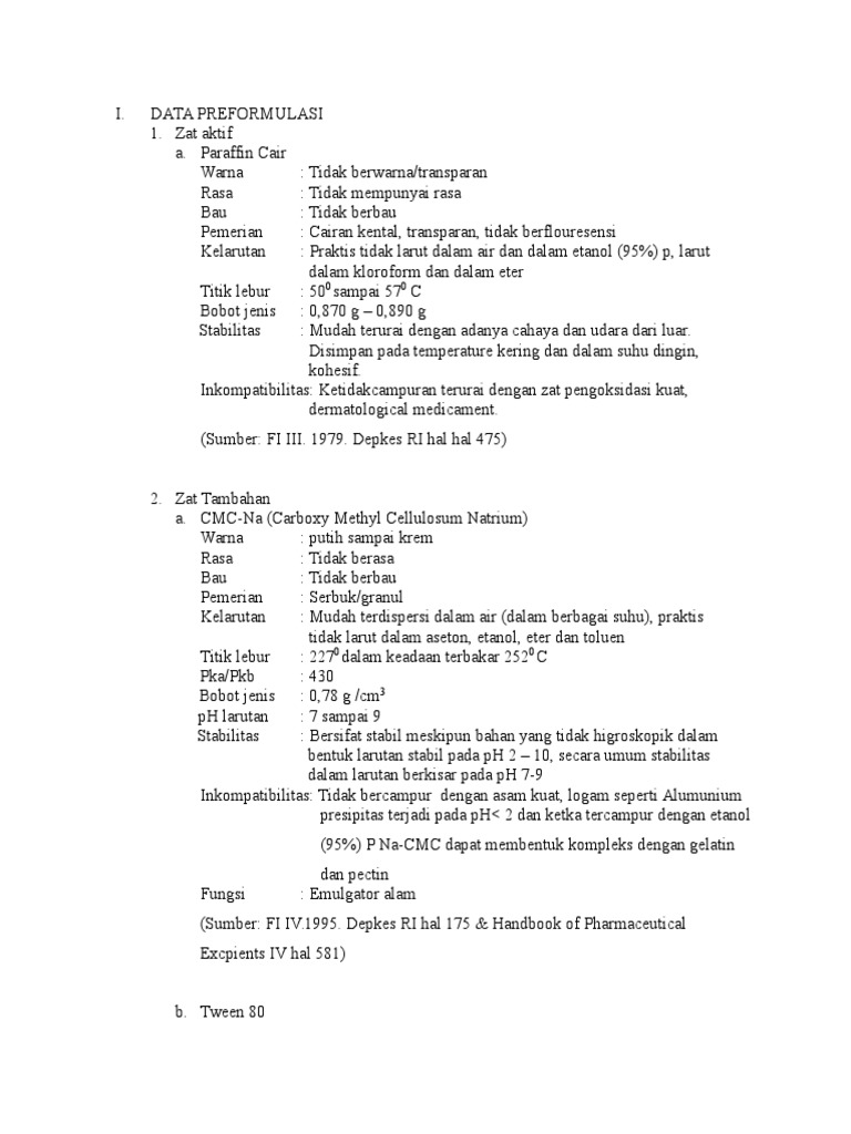 Data Preformulasi Emulsi | PDF