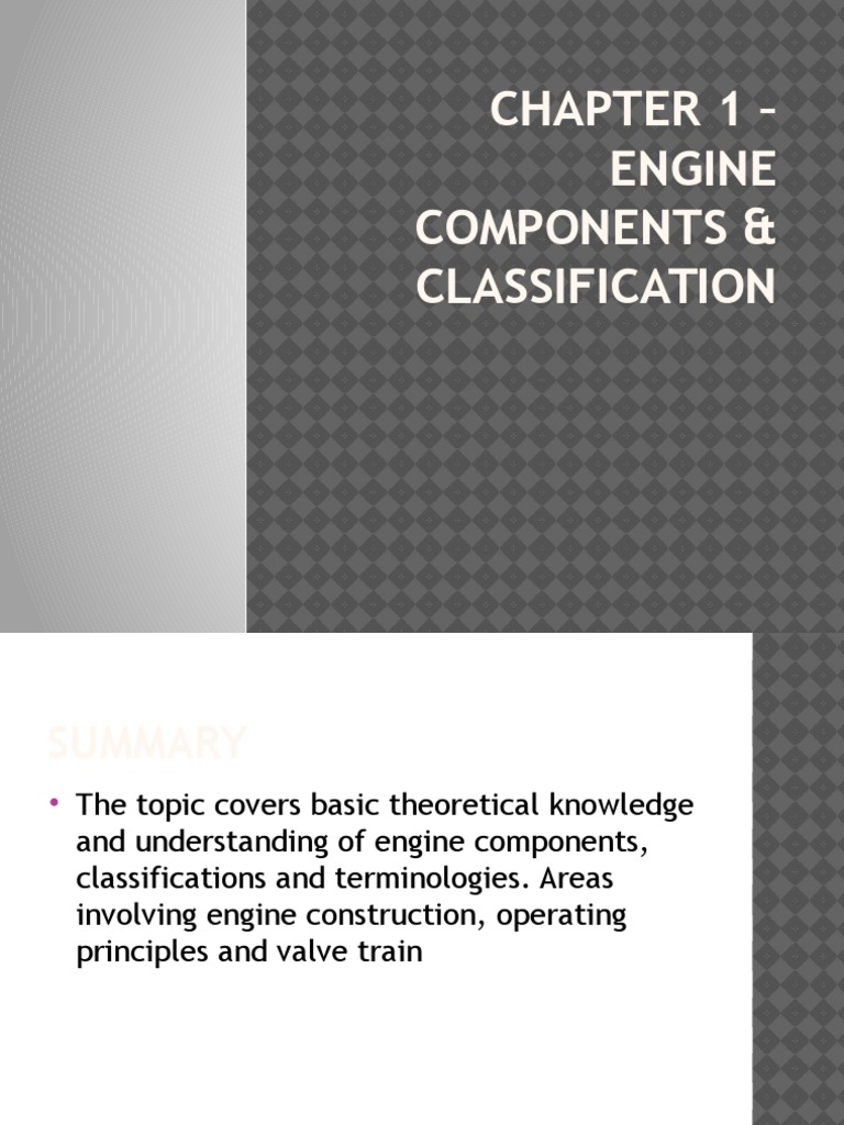 Engine Components and Classification | PDF | Internal Combustion Engine ...