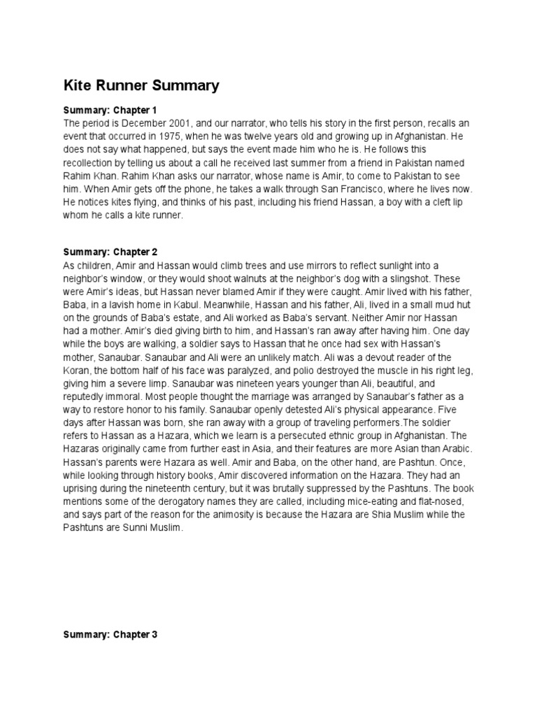 Kite Runner Summary | PDF | Afghanistan | Violence
