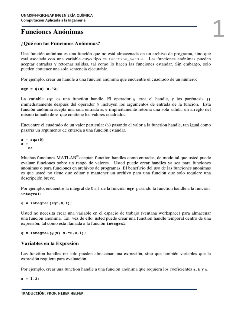 Funciones Anonimas | PDF | Integral | Función (Matemáticas)