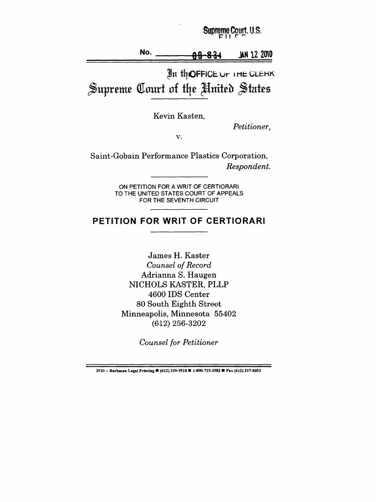 Cert Petition | PDF | United States Courts Of Appeals | Certiorari