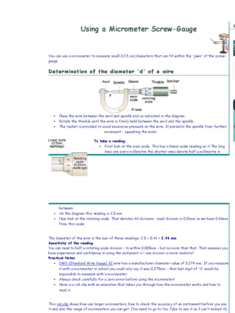 Using A Micrometer Screw Pdf