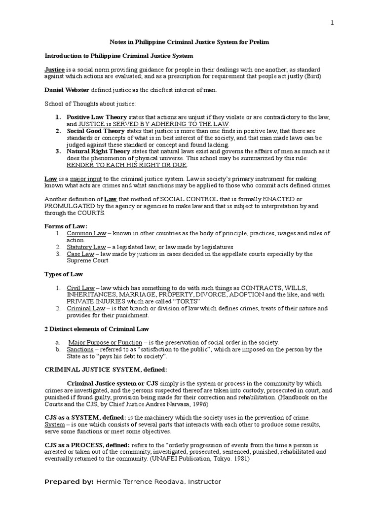 Notes in Philippine Criminal Justice System | PDF | Prosecutor ...