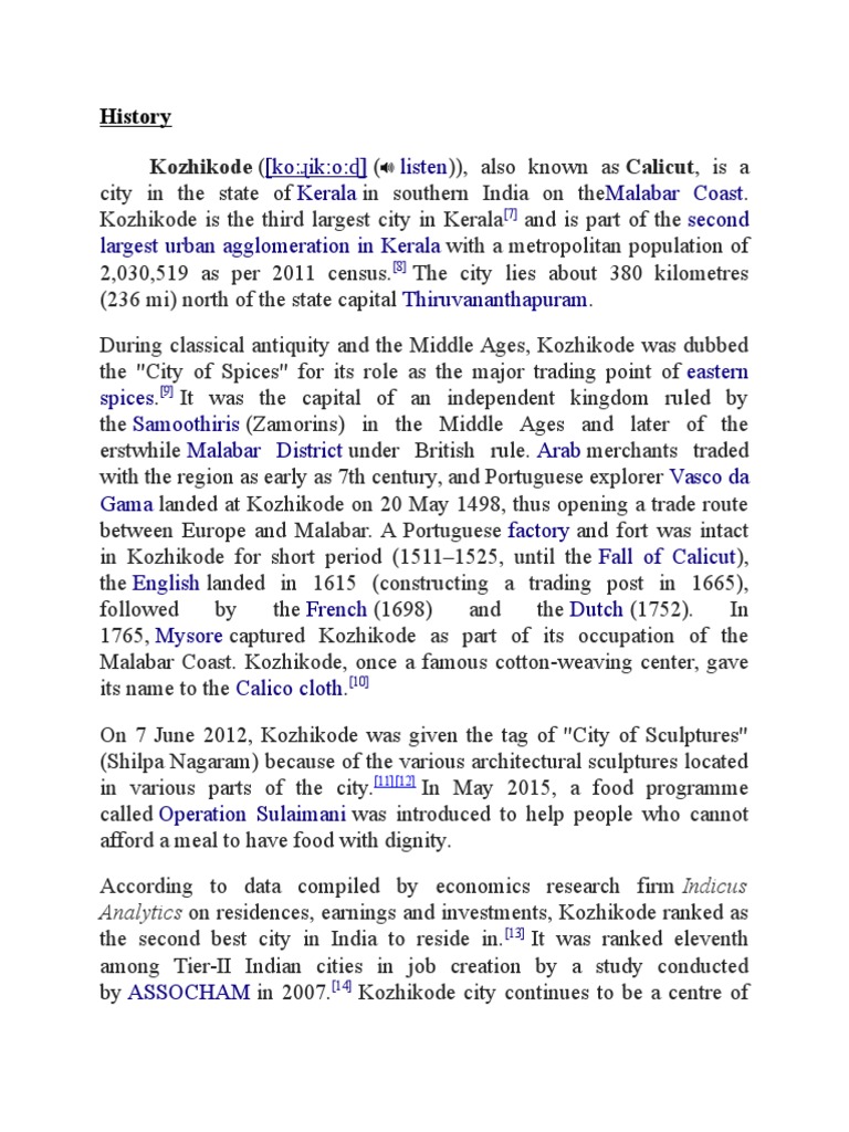 Kozhikode (: History | PDF