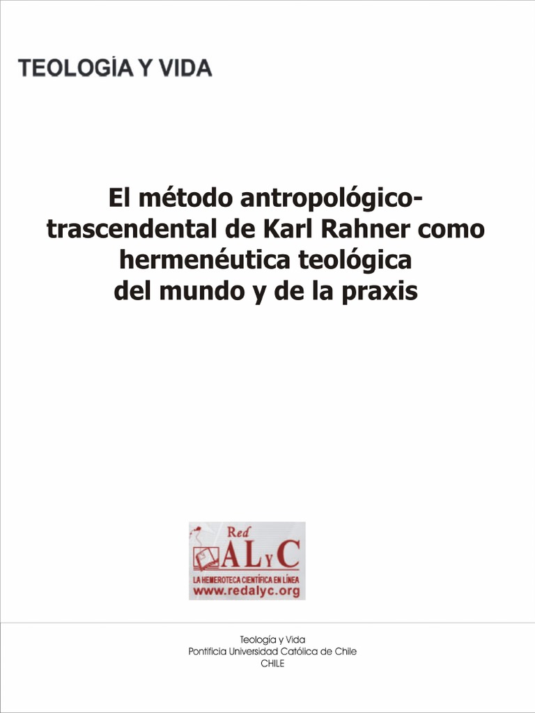 ALyC - El Método Antropológico-Trascendental de Karl Rahner Como Hermenéutica Teológica Del ...