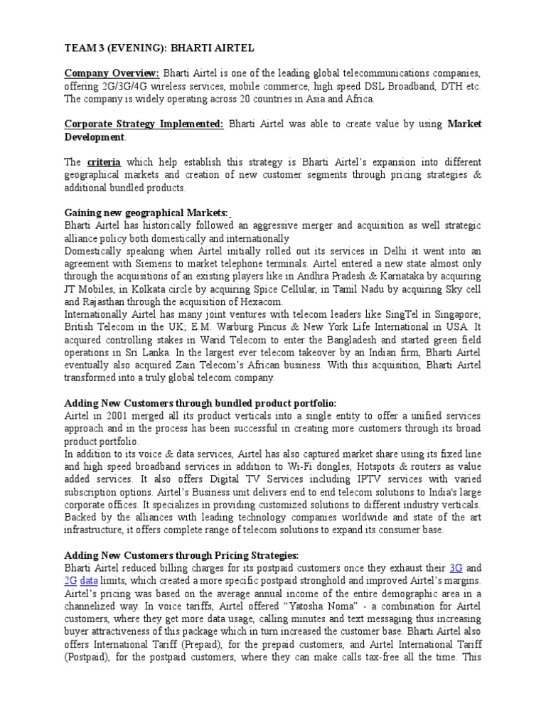 Airtel Case Study | PDF | Telecommunications | Business