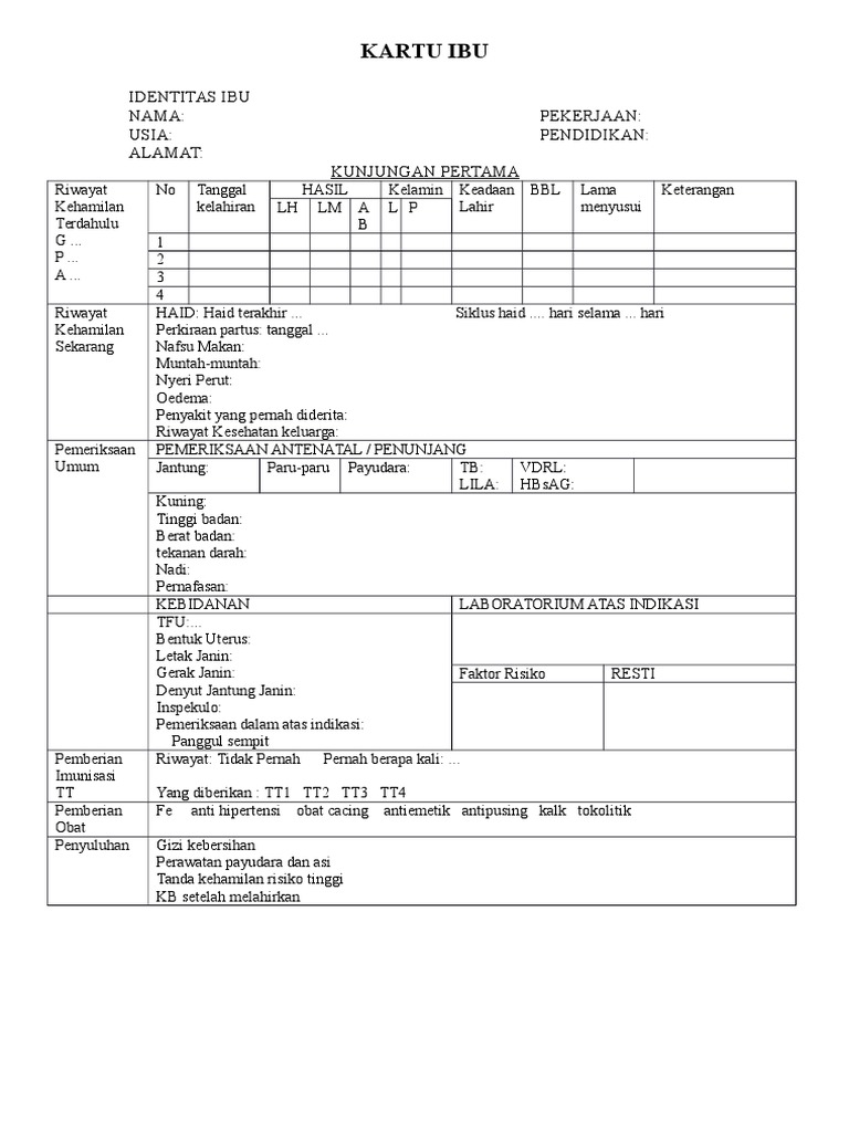 Kartu Ibu Anc | PDF
