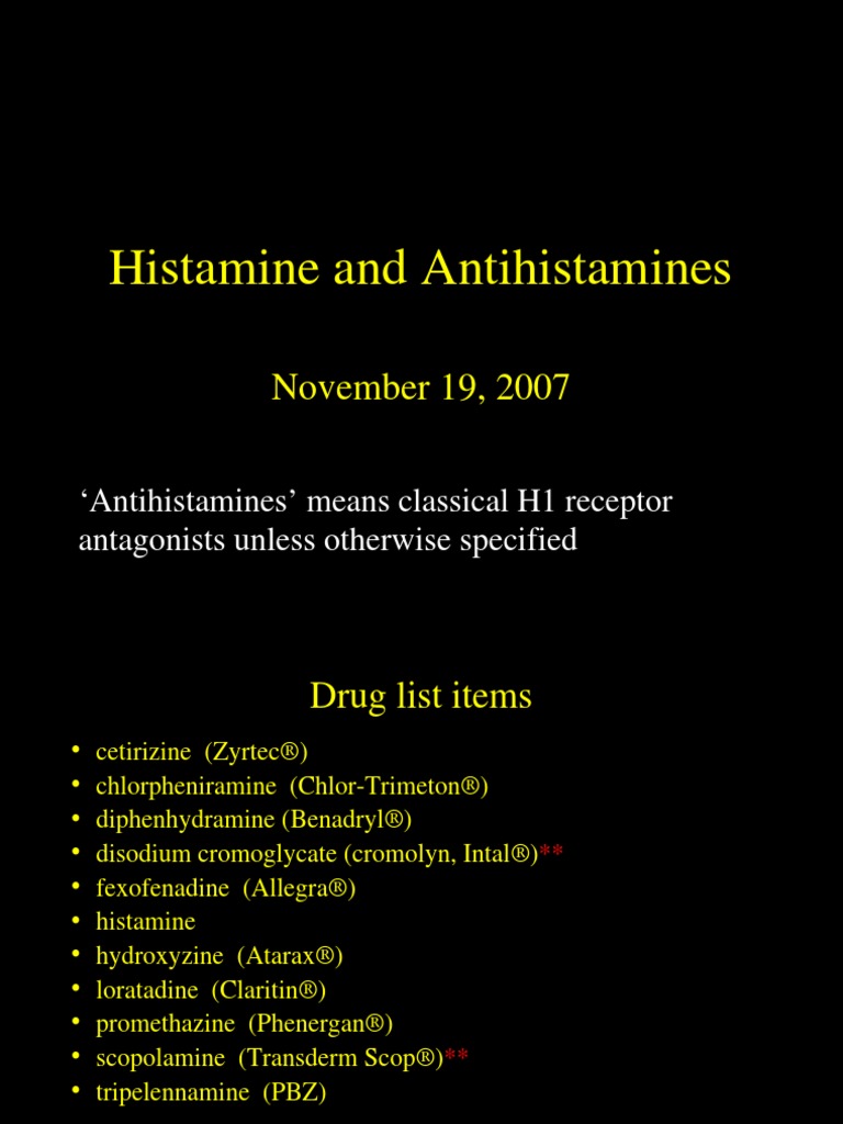 Histamine, Antihistamines, and Their Role in Allergic Reactions | PDF ...