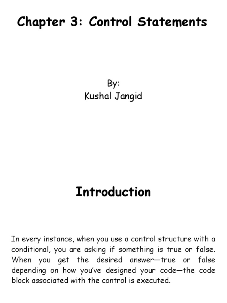 Chapter 3: Control Statements: By: Kushal Jangid | Download Free PDF ...
