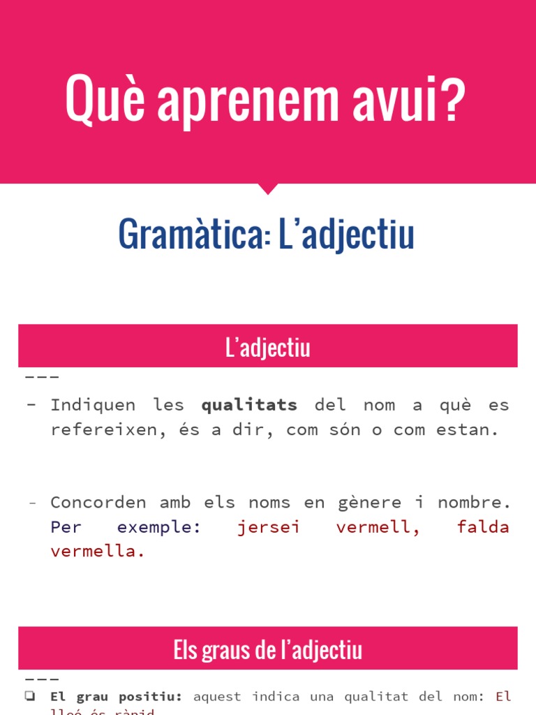 Gramàtica - L'Adjectiu 6è B | PDF