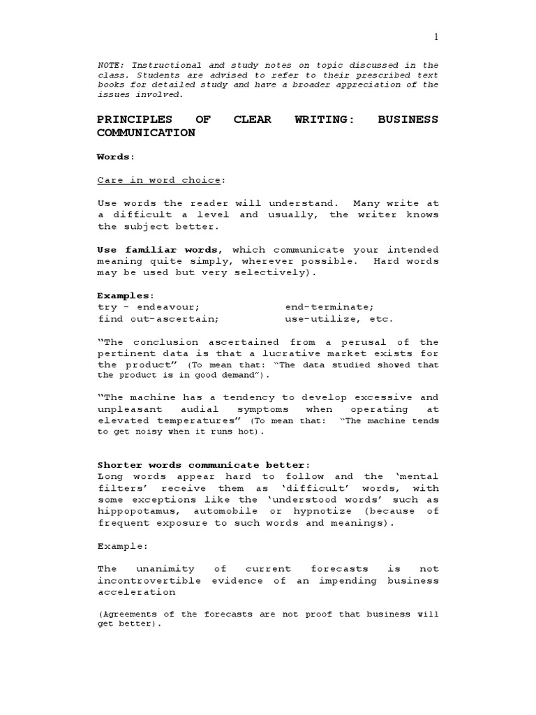 Clear Writing Principles | PDF | Verb | Recession