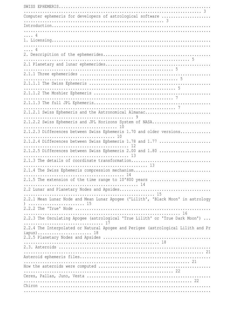 Swiss Ephemeris | Astrometry | Scientific Observation